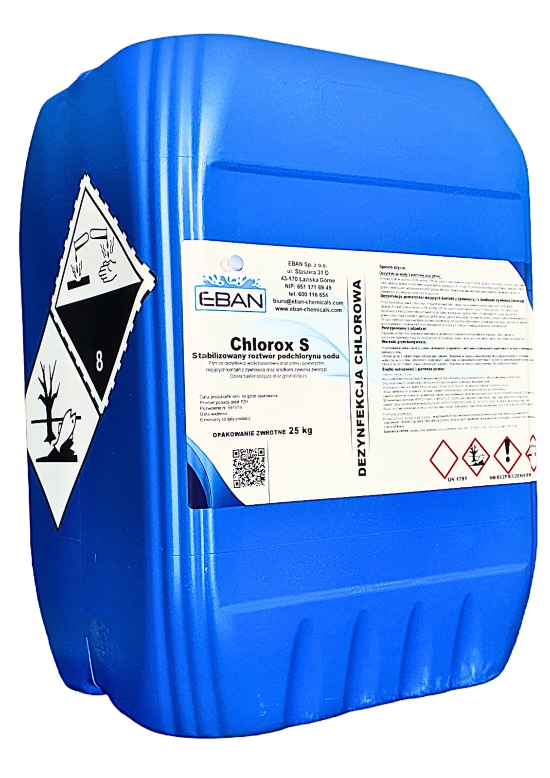 Chlorox S 25 kg stabilizowany roztwór podchlorynu sodu EBAN Opakowanie ...